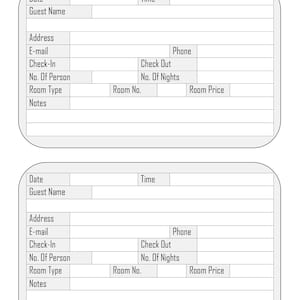 Hotel Reservation Notebook, Journal Template Room Booking Form Sheet ...