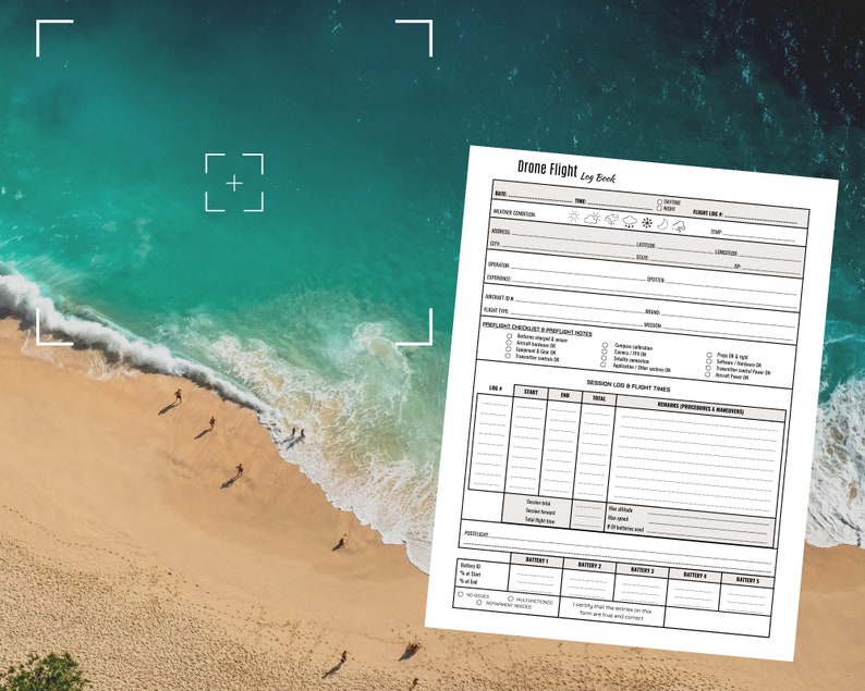 Drone Flight Log Printable Download, Record UAV Information, Session ...