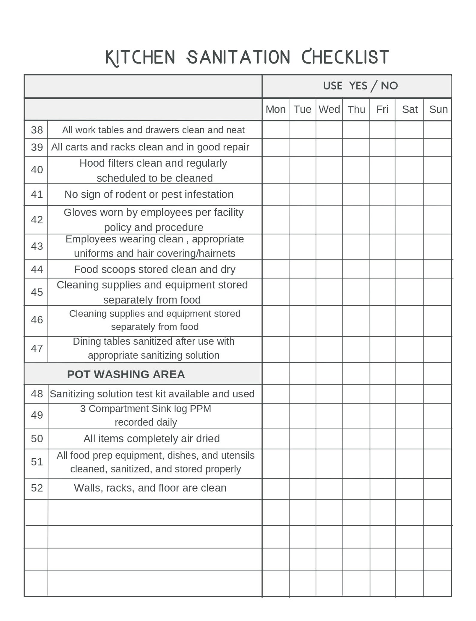 Kitchen Cleaning Checklist Log Book, Daily & Weekly Cleaning Schedule ...
