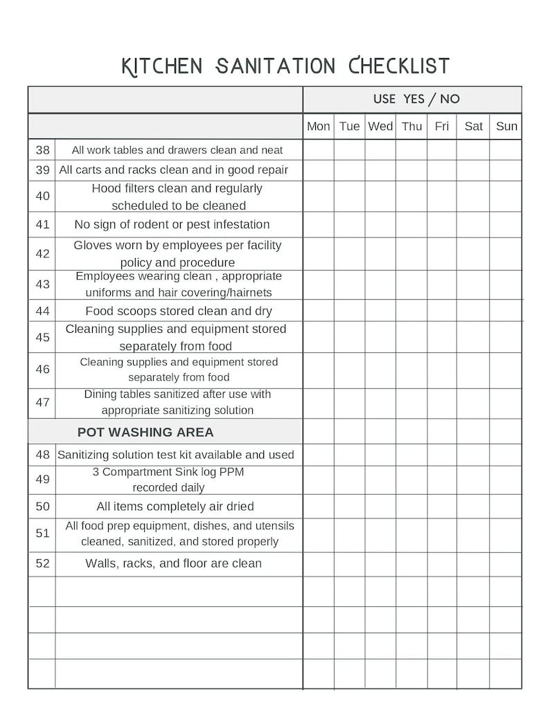 Kitchen Cleaning Checklist Log Book, Daily & Weekly Cleaning Schedule ...