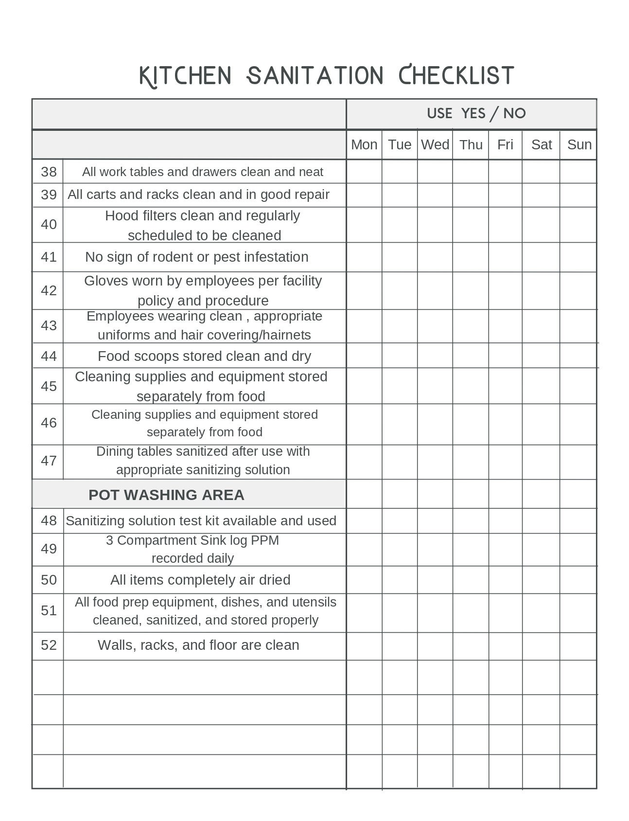 Kitchen Cleaning Checklist Log Book, Daily & Weekly Cleaning Schedule ...