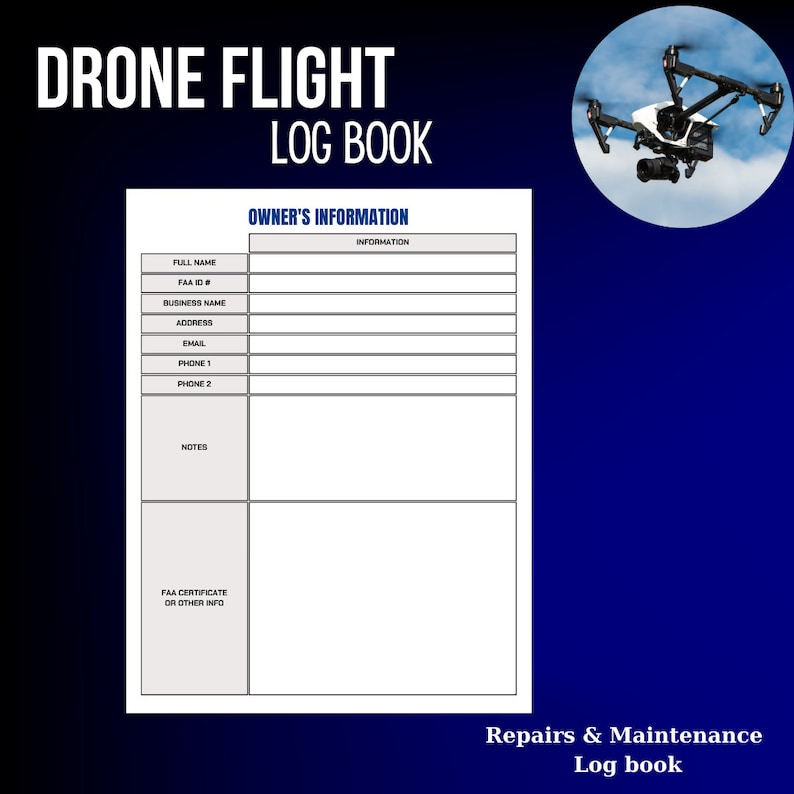Drone Flight Log Book, Ultimate UAS Drone Flight & Maintenance Logbook ...