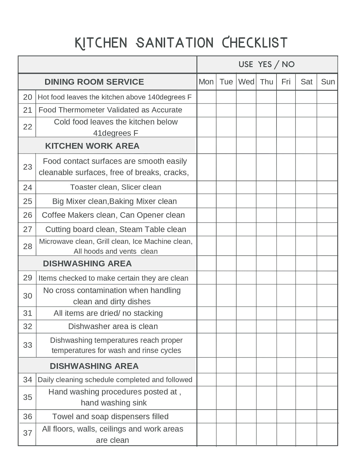 Kitchen Cleaning Checklist Log Book, Daily & Weekly Cleaning Schedule ...