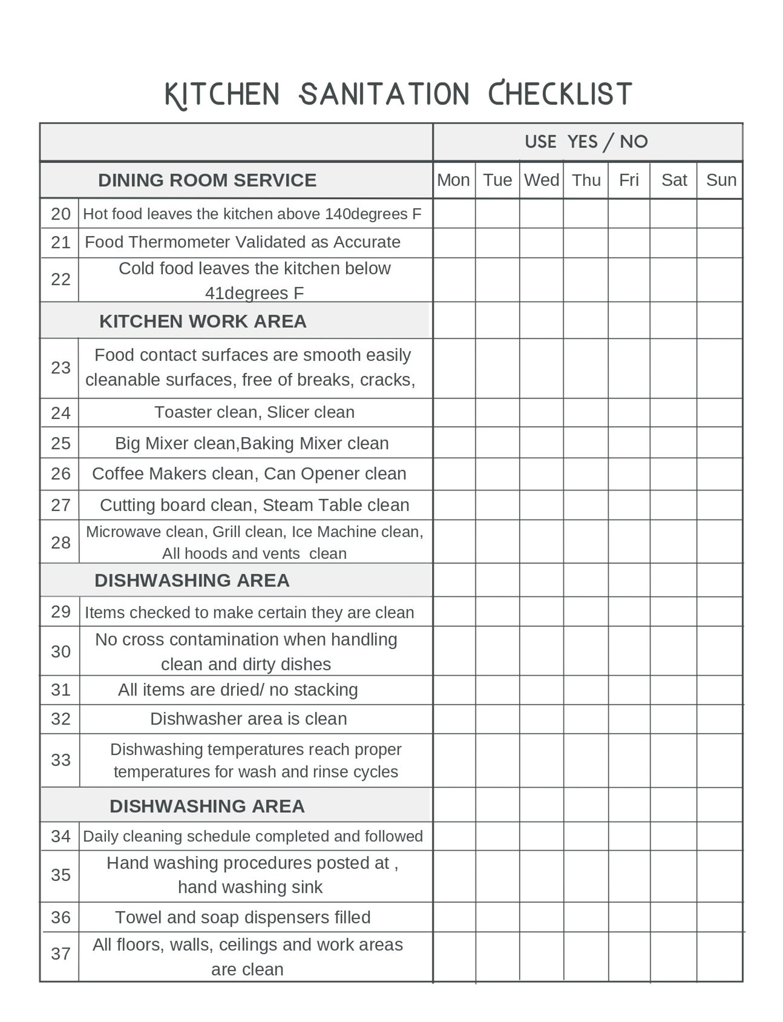 Kitchen Cleaning Checklist Log Book, Daily & Weekly Cleaning Schedule ...
