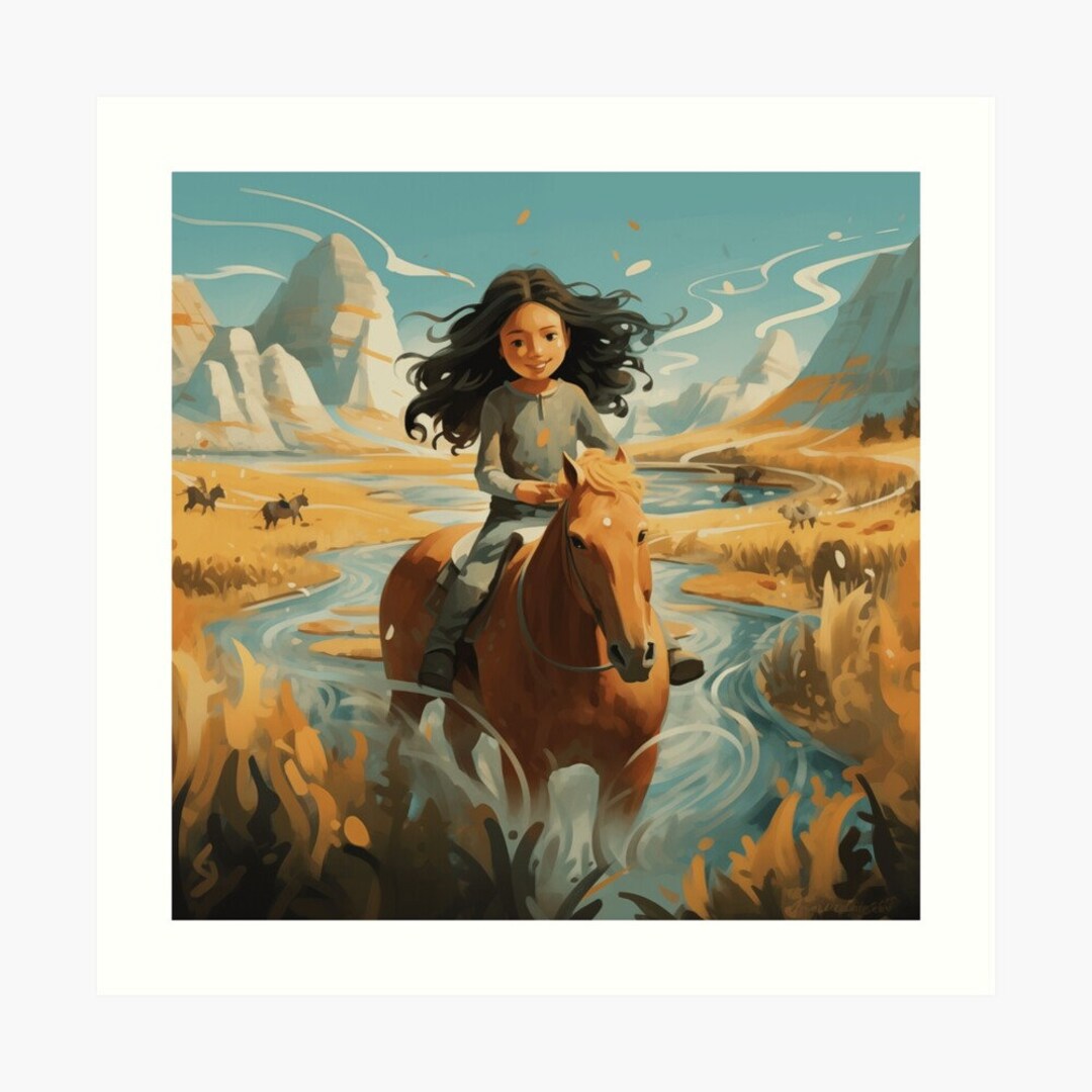 Horse Riding Fantasy Illustration for Children's Bedroom Decor ...