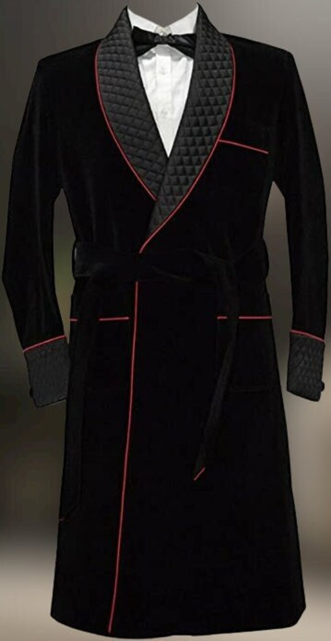 Men Long Smoking Jacket,black Quilted Robe,men Evening Silk Warm Luxury ...
