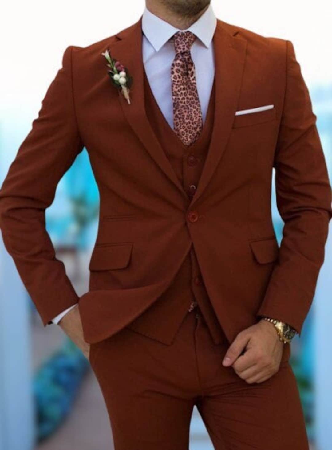 Men Suit Bronze,men 3 Piece Wedding Party Wear Suit,men Slim Fit ...