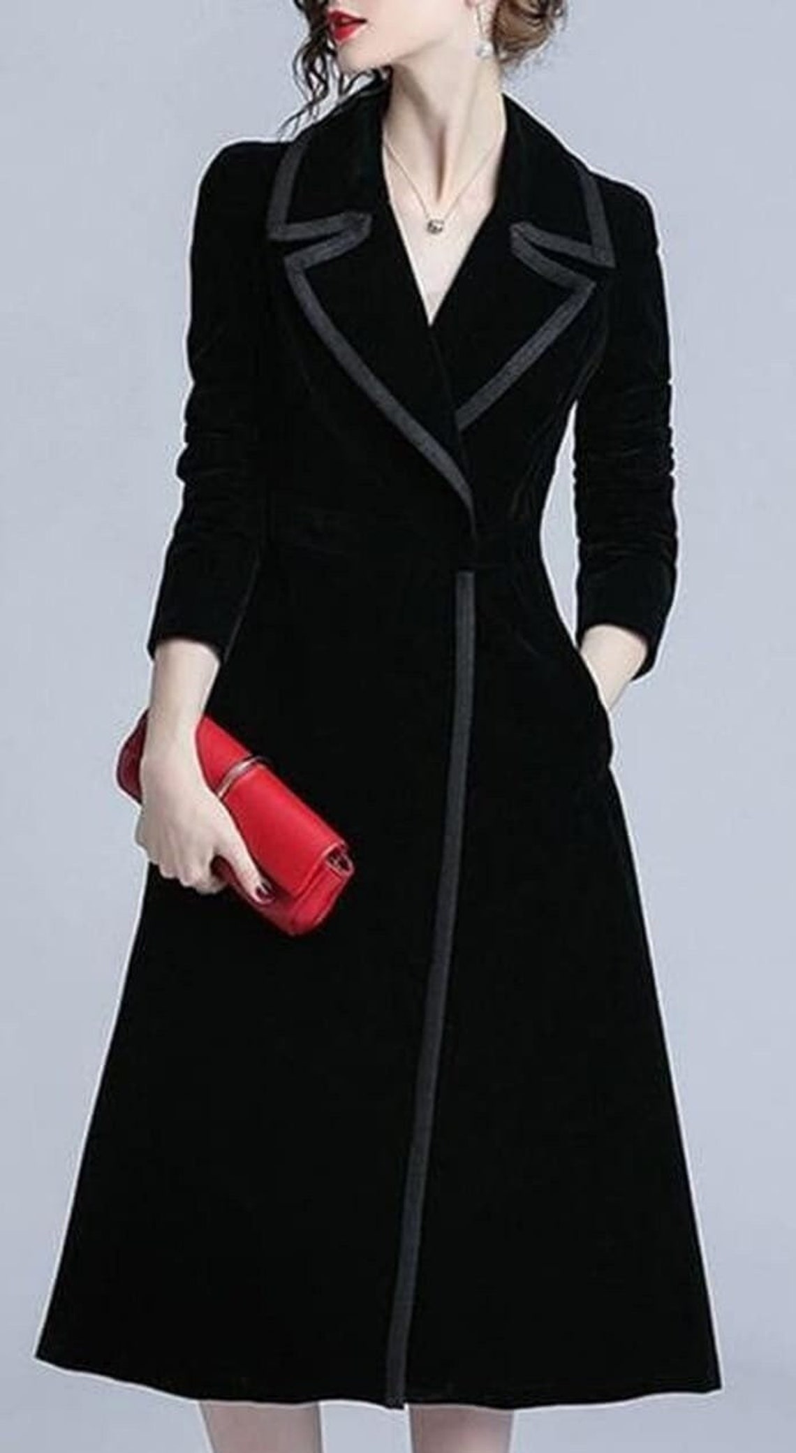 Women Smoking Gown Dress Black Velvet Long Gown Women Party Wear Dinner ...