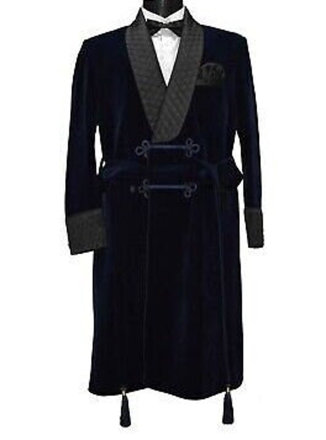 Smoking Robe Double Breasted Cigar Robe,men Blue Velvet Quilted Dinner ...