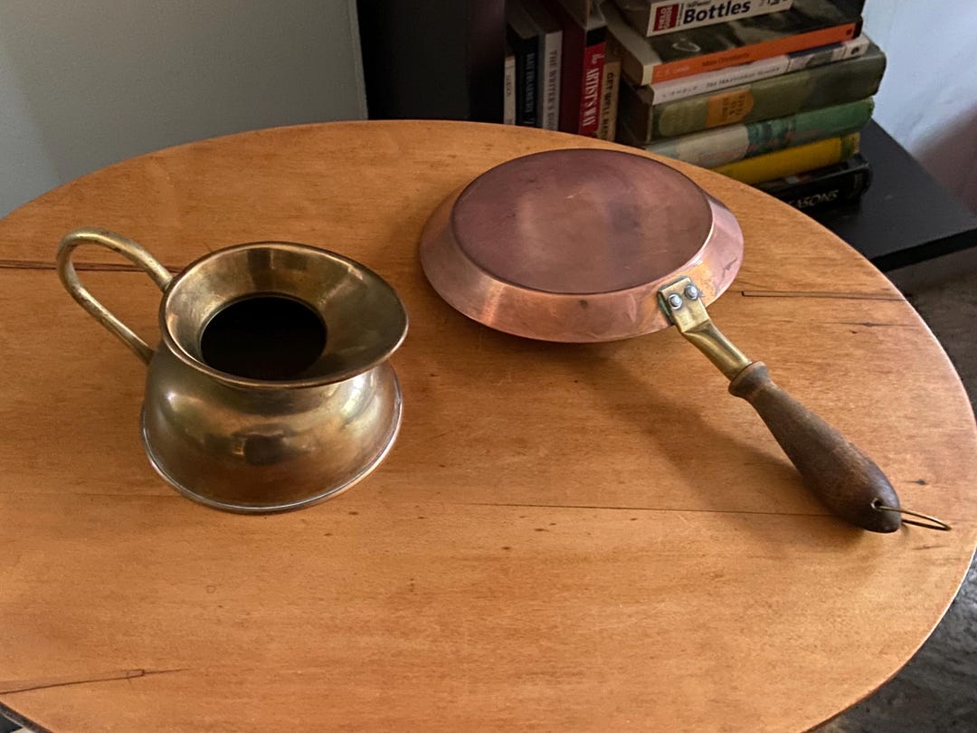 Vintage Copper and Brass Pitcher and Fry Pan - Etsy