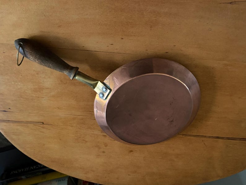 Vintage Copper and Brass Pitcher and Fry Pan - Etsy