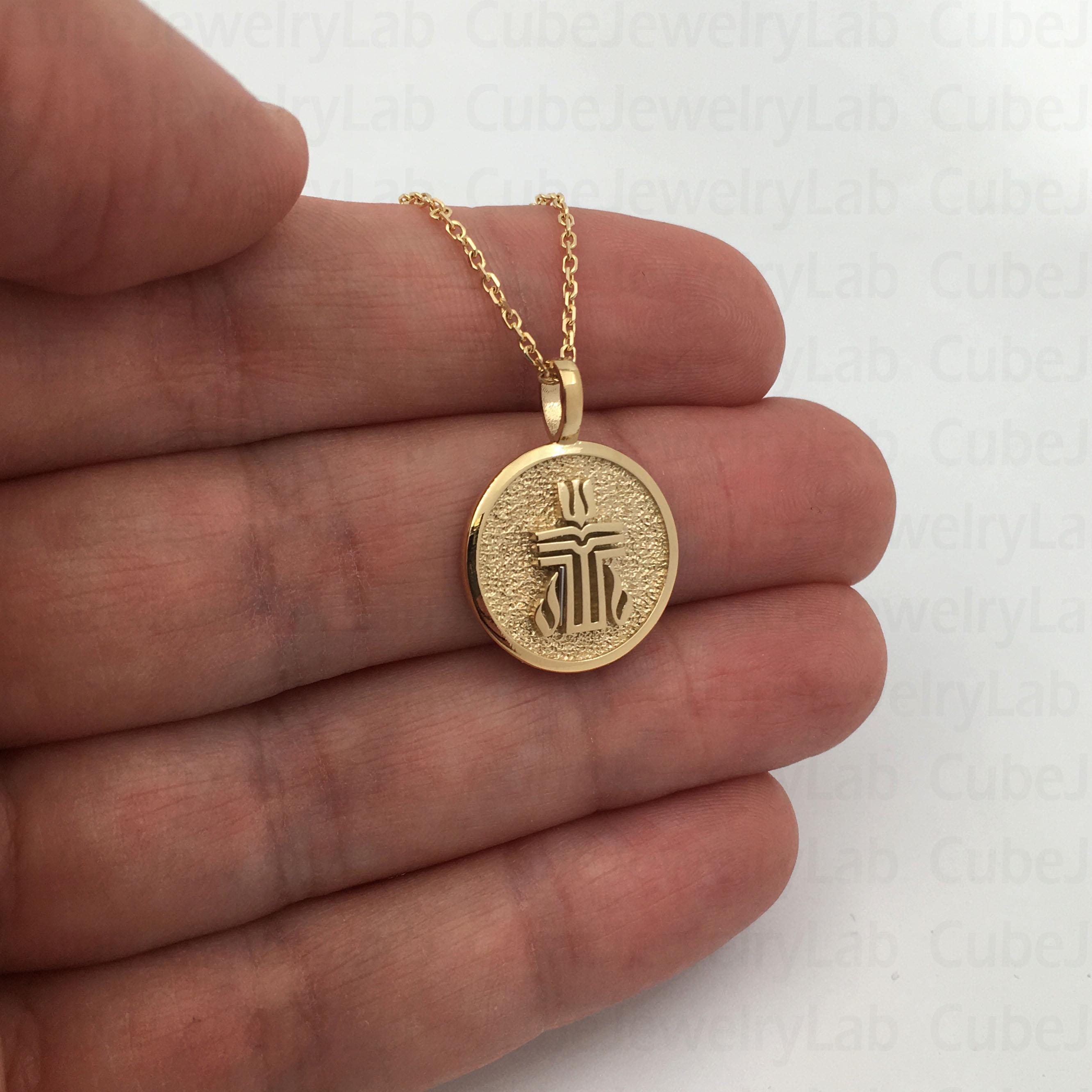 14k Solid Gold Presbyterian Cross Necklace, Personalized Cross Pendant ...