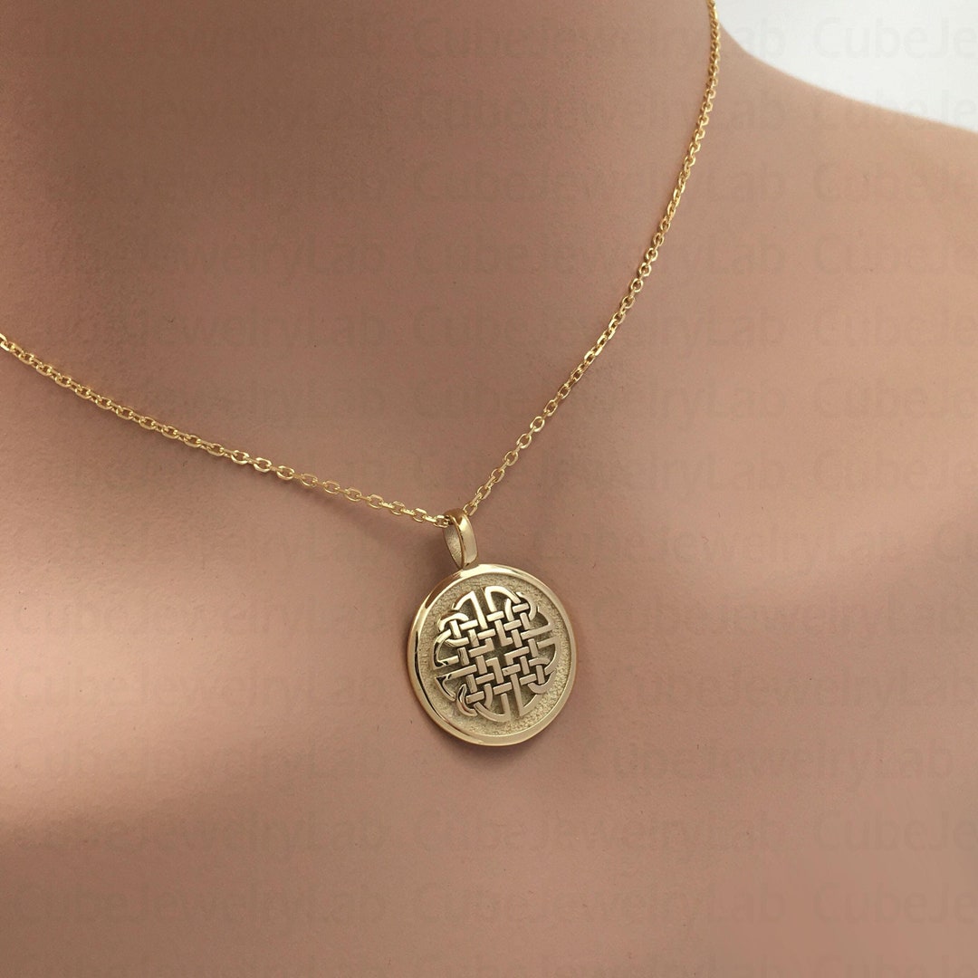 Real 14k Solid Gold Dara Knot Necklace, Celtic Knot Symbol ...