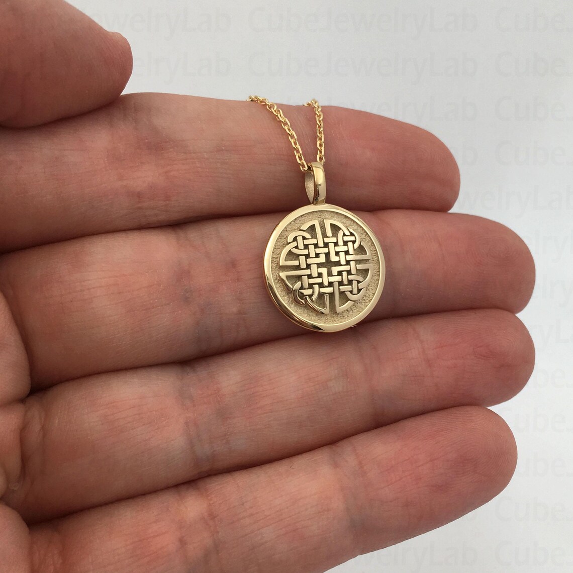 Real 14k Solid Gold Dara Knot Necklace, Celtic Knot Symbol ...