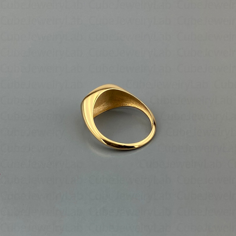 Solid Gold Oval Signet Ring, Custom Engraved Ring, Initials Ring ...