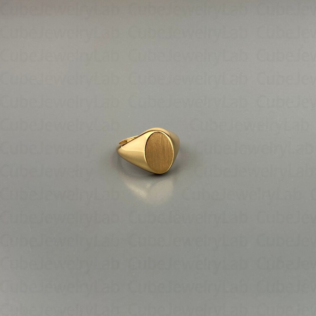 Real 14k Solid Gold Oval Signet Ring, Engraved Oval Ring, Birthday Gift ...