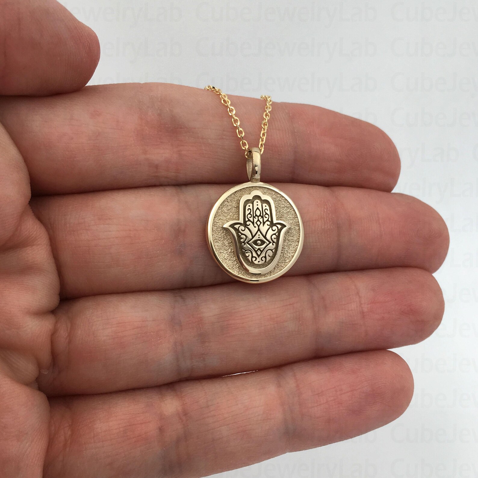 14k Solid Gold Fatima Necklace, Hamsa Charm Jewelry, Personalized ...