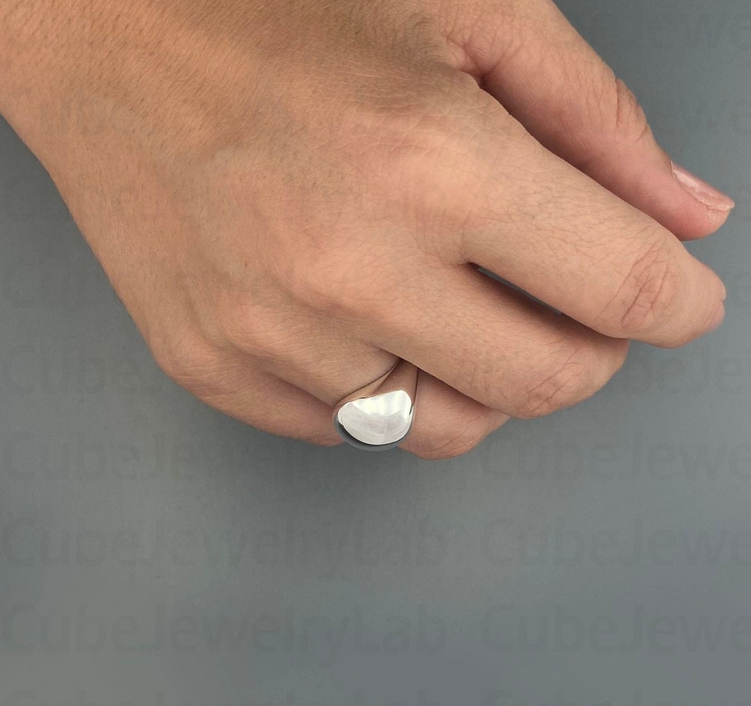 10k Real Solid Gold Sphere Ring, Initials Ring, Geometric Ball Ring ...