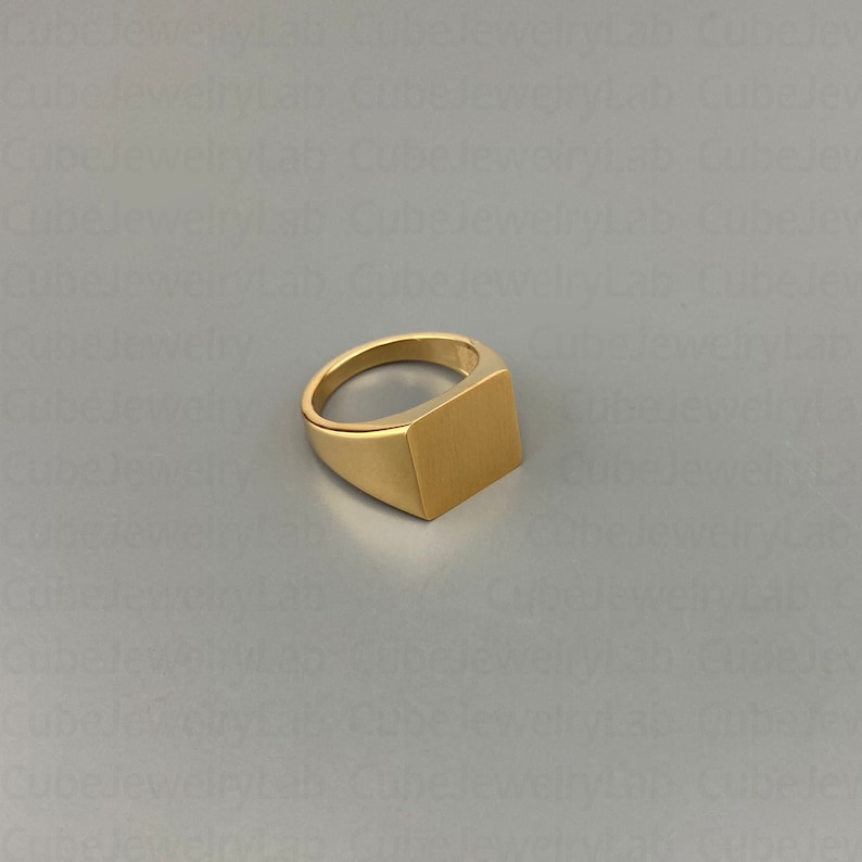Solid Gold Square Signet Ring, Engraved Ring, Graduation Ring, Old ...