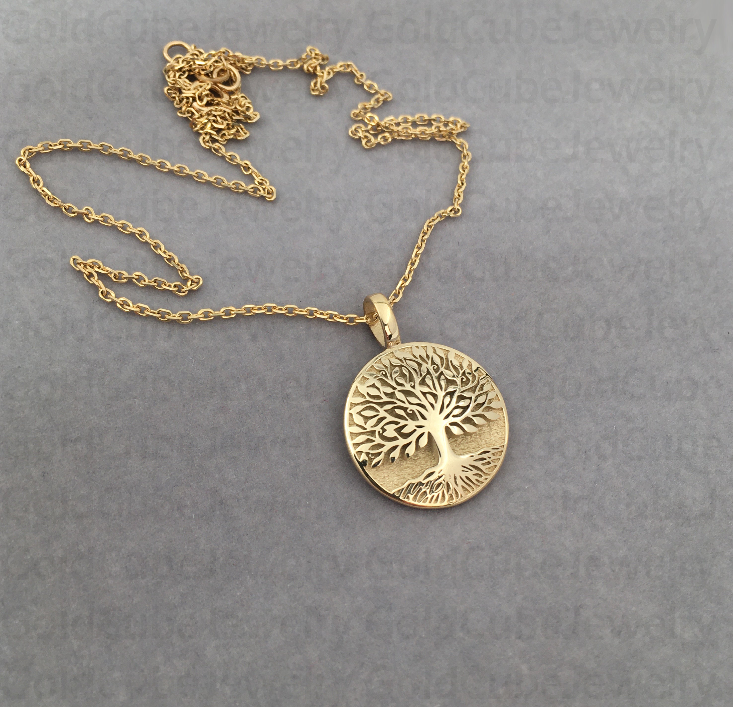 Real 14k Solid Gold Tree of Life Necklace, Personalized Gold Tree of ...