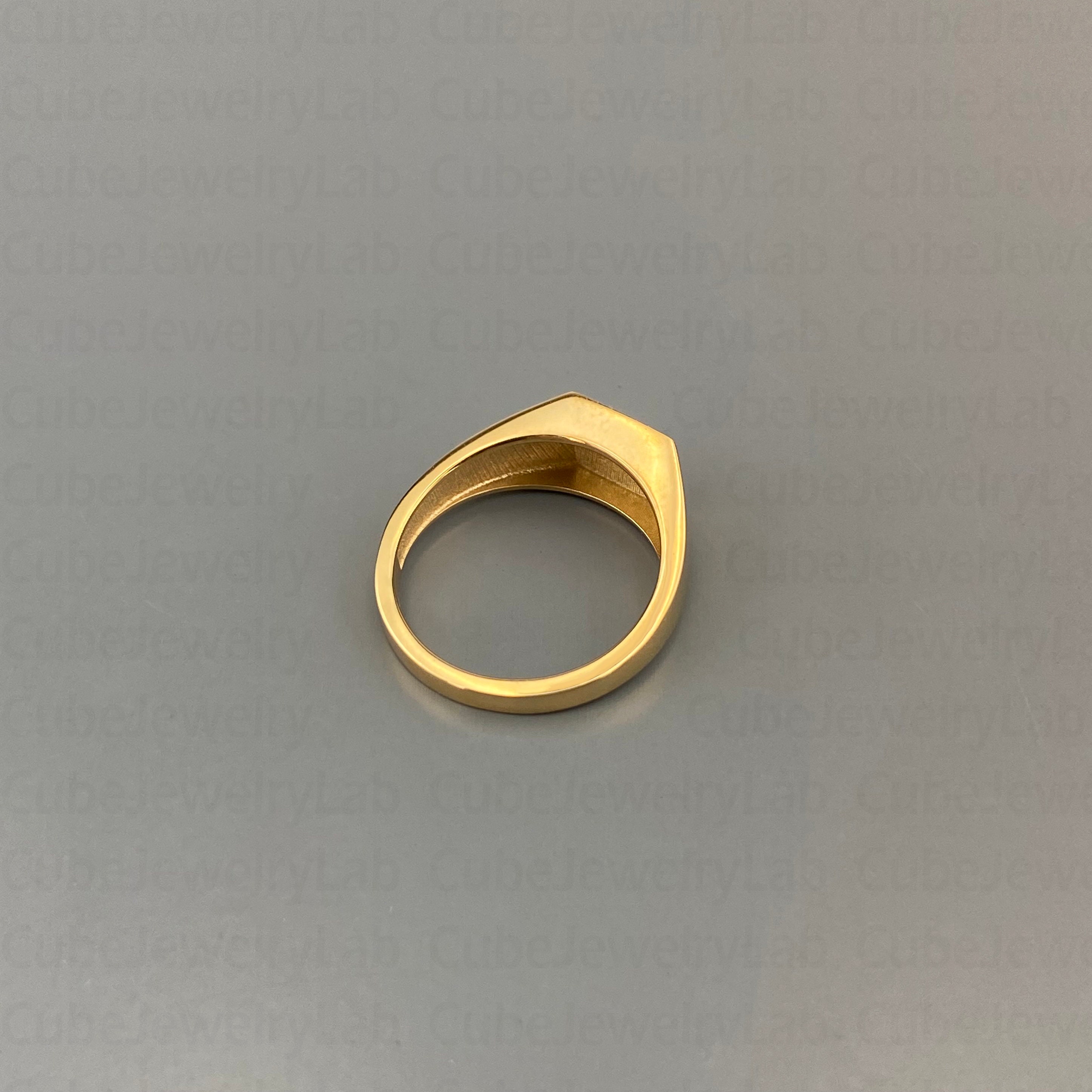 14k Solid Gold Square Signet Ring, Engraved Ring, Graduation Ring ...