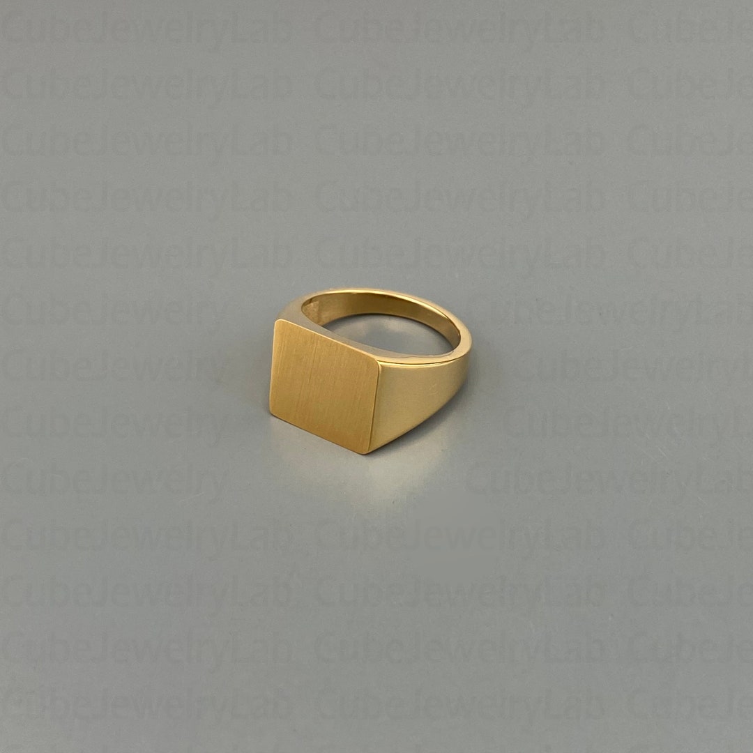 Solid Gold Square Signet Ring, Engraved Ring, Graduation Ring, Old ...