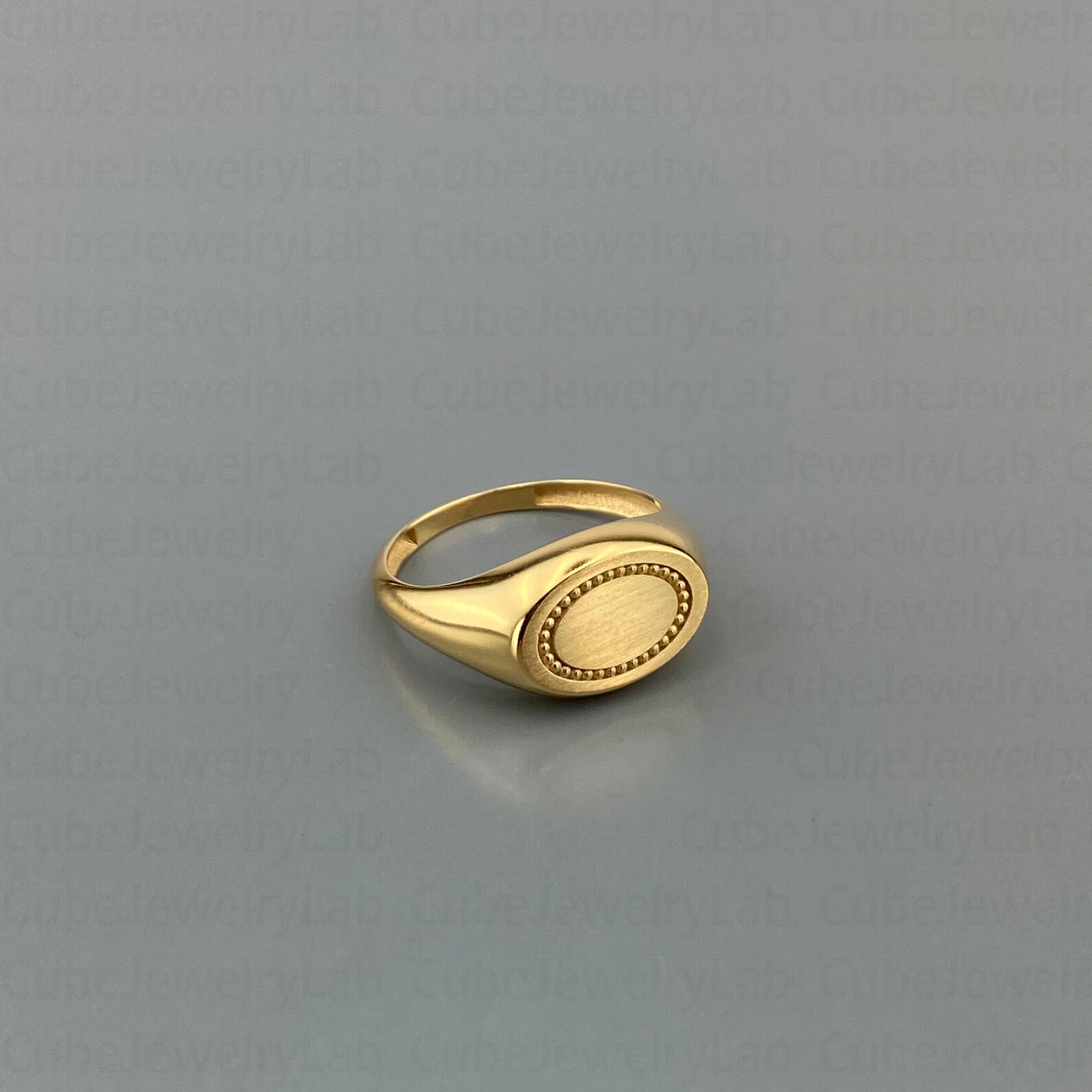 Solid Gold Oval Signet Ring, Custom Engraved Ring, Initials Ring Jewelry, Personalized Ring, 18k ...