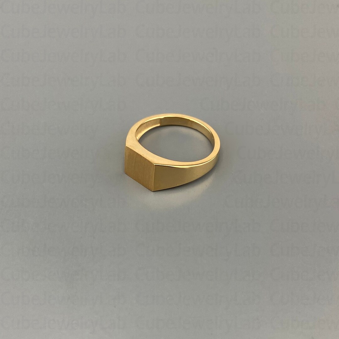 14k Solid Gold Square Signet Ring, Engraved Ring, Graduation Ring ...