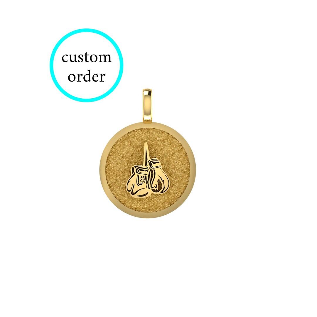 14k Real Solid Gold Boxing Gloves Necklace, Personalized Boxing Gloves ...