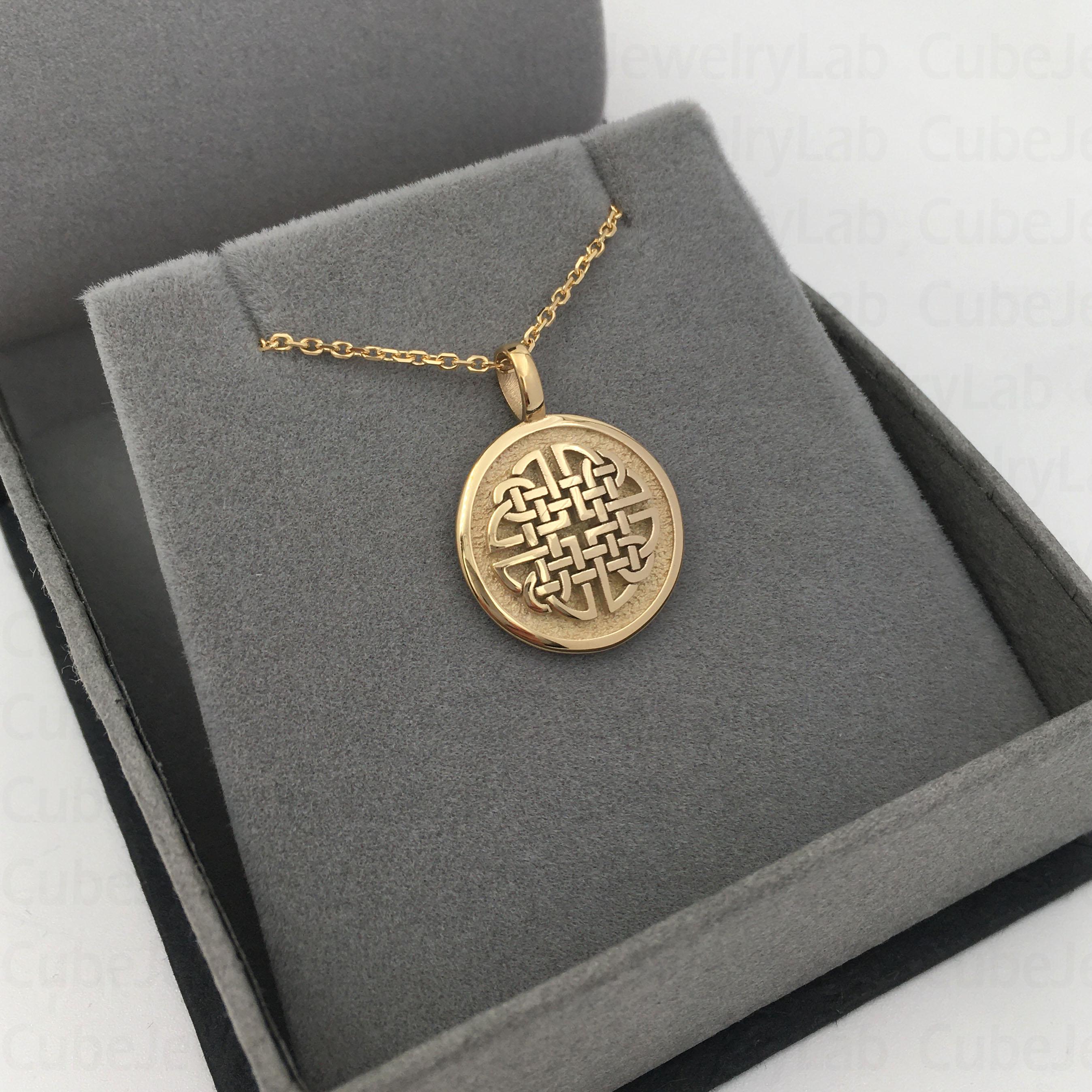 Real 14k Solid Gold Dara Knot Necklace, Celtic Knot Symbol ...