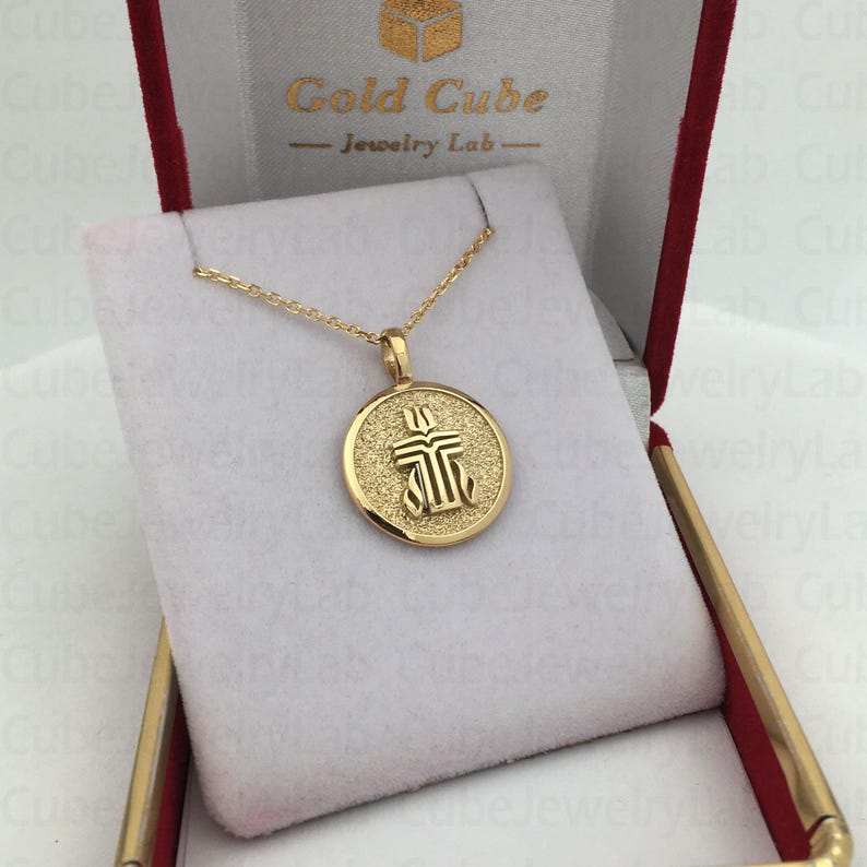 14k Solid Gold Presbyterian Cross Necklace, Personalized Cross Pendant ...