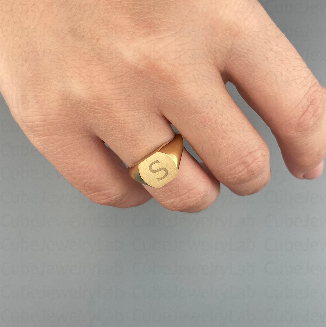 Solid Gold Pinky Ring, 14k Signet Ring, Engraved Gold Ring ...