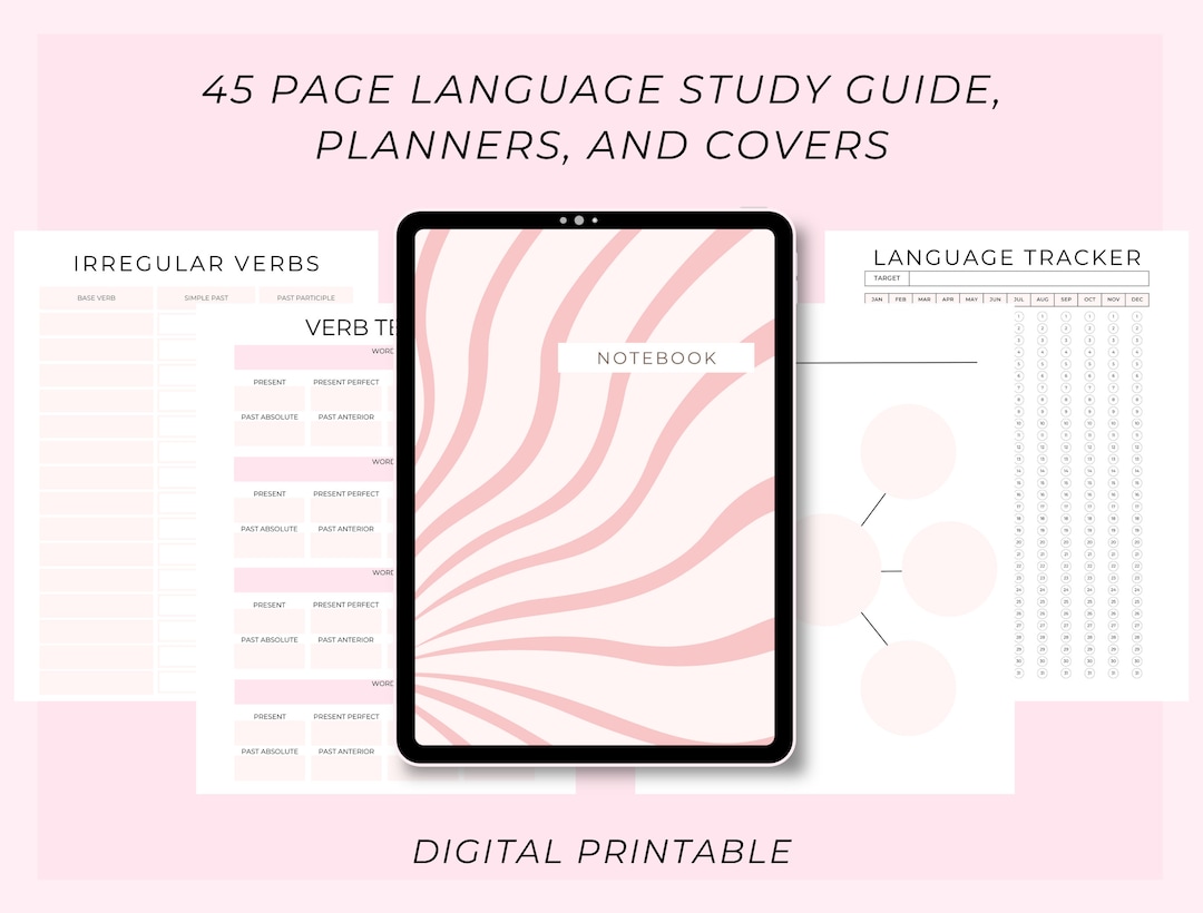 Language Study Guide Planner Digital Printable Learner Notebook ...