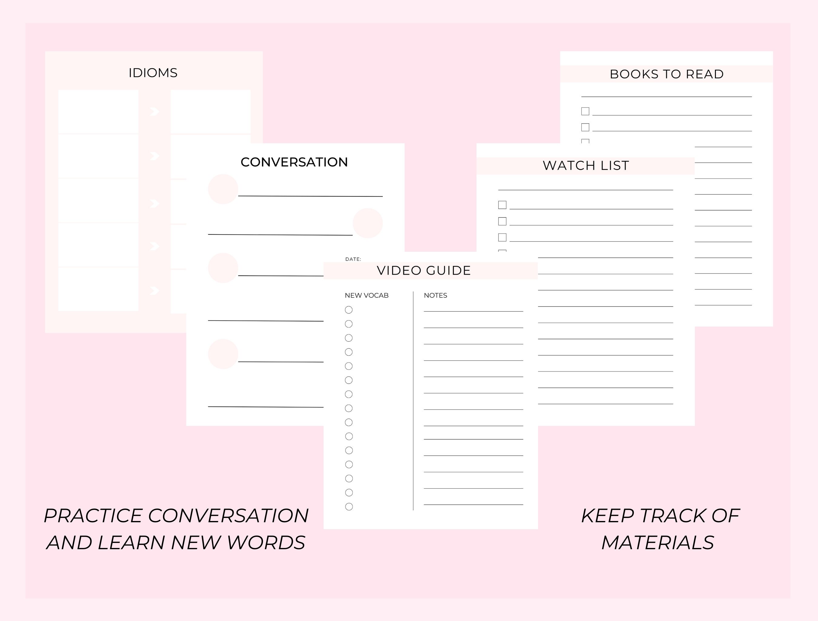 Language Study Guide Planner Digital Printable Learner Notebook ...