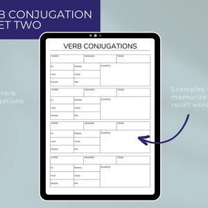 Brazilian Portuguese Verb Conjugation Sheets Verb Tenses Digital ...