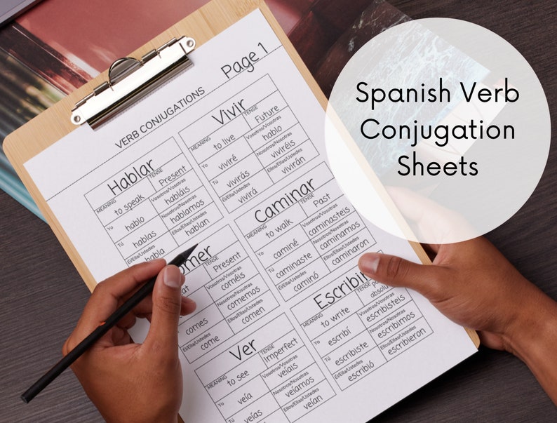 Spanish Verb Conjugation Sheets for Spanish Language Learners Teachers ...