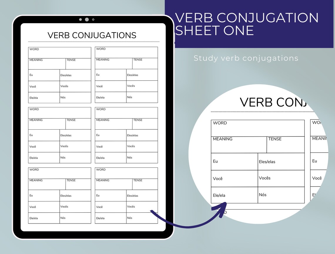 Brazilian Portuguese Verb Conjugation Sheets Verb Tenses Digital ...