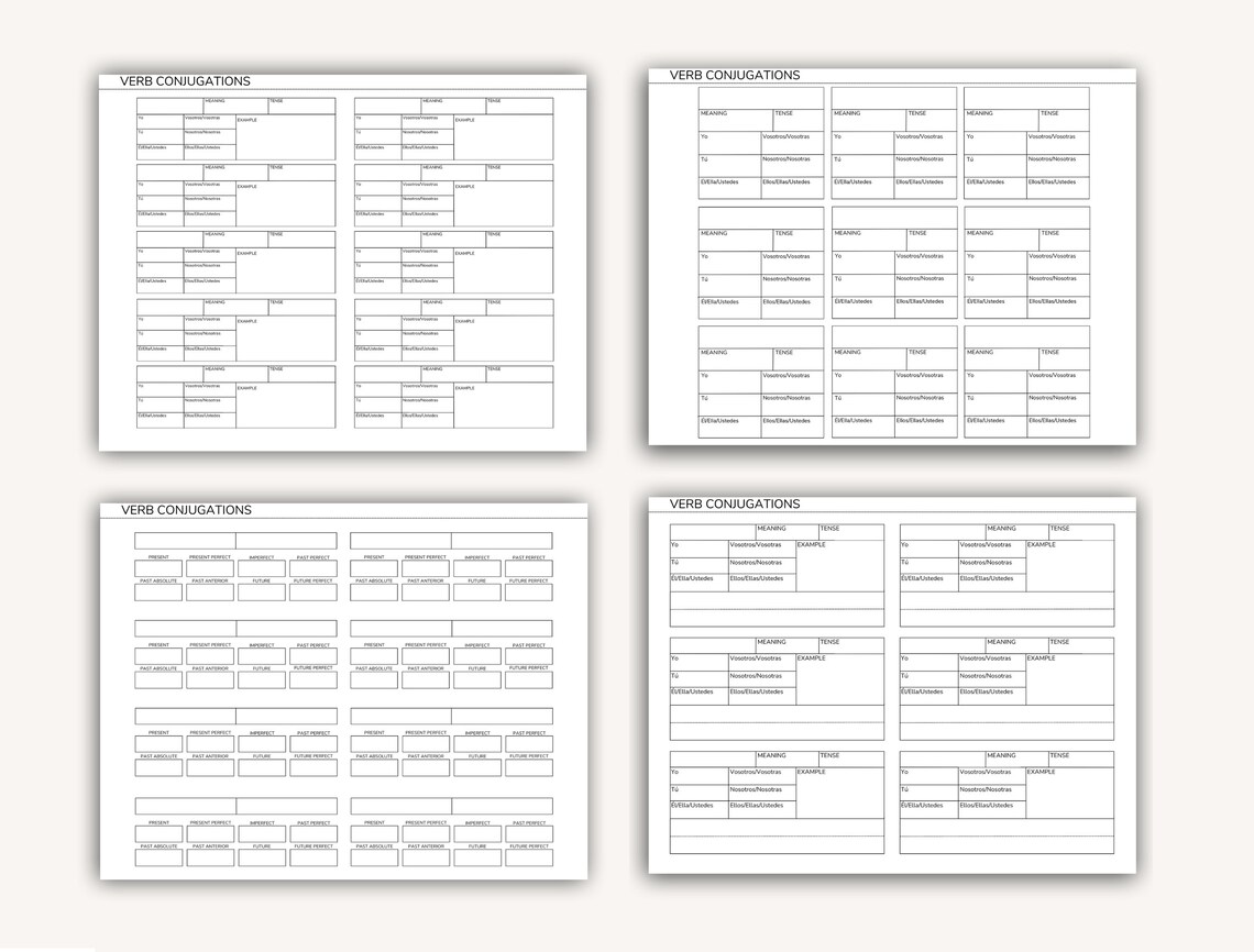 Spanish Verb Conjugation Sheets for Spanish Language Learners Teachers ...