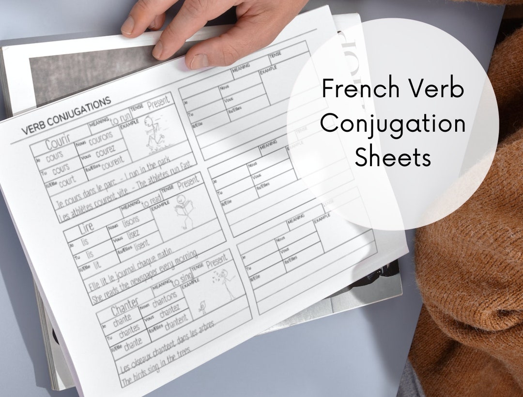 French Verb Conjugation Printable Template Sheet Bundle Set - Etsy