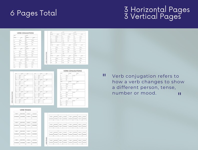 Brazilian Portuguese Verb Conjugation Sheets Verb Tenses Digital ...