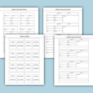 French Verb Conjugation Printable Template Sheet Bundle Set - Etsy