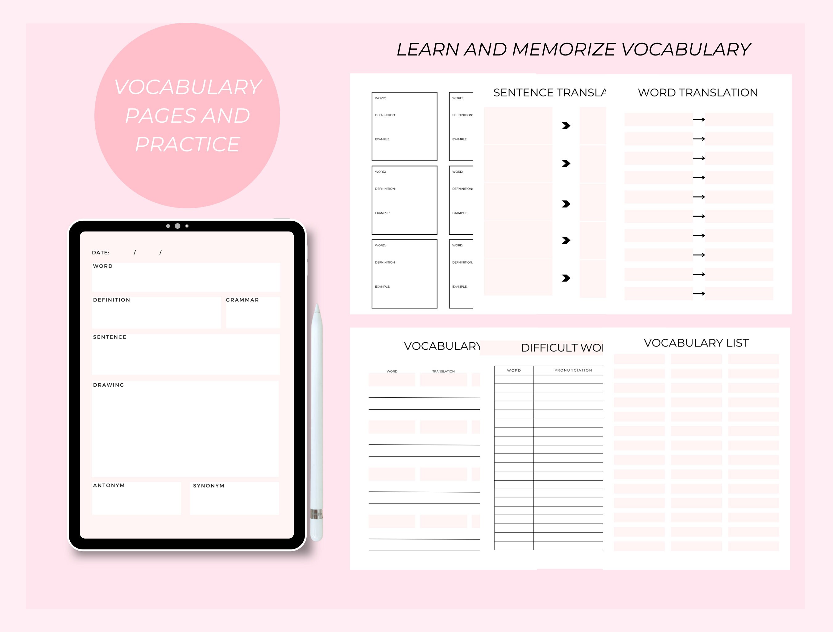 Language Study Guide Planner Digital Printable Learner Notebook ...