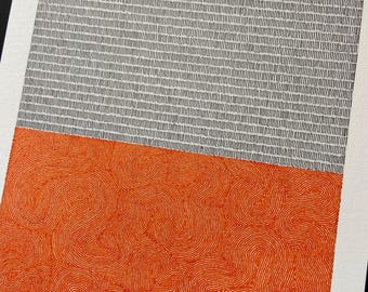 A6 Unique Abstract Mixed Media Pen, Ink and Graphite Pencil Mark Making ...