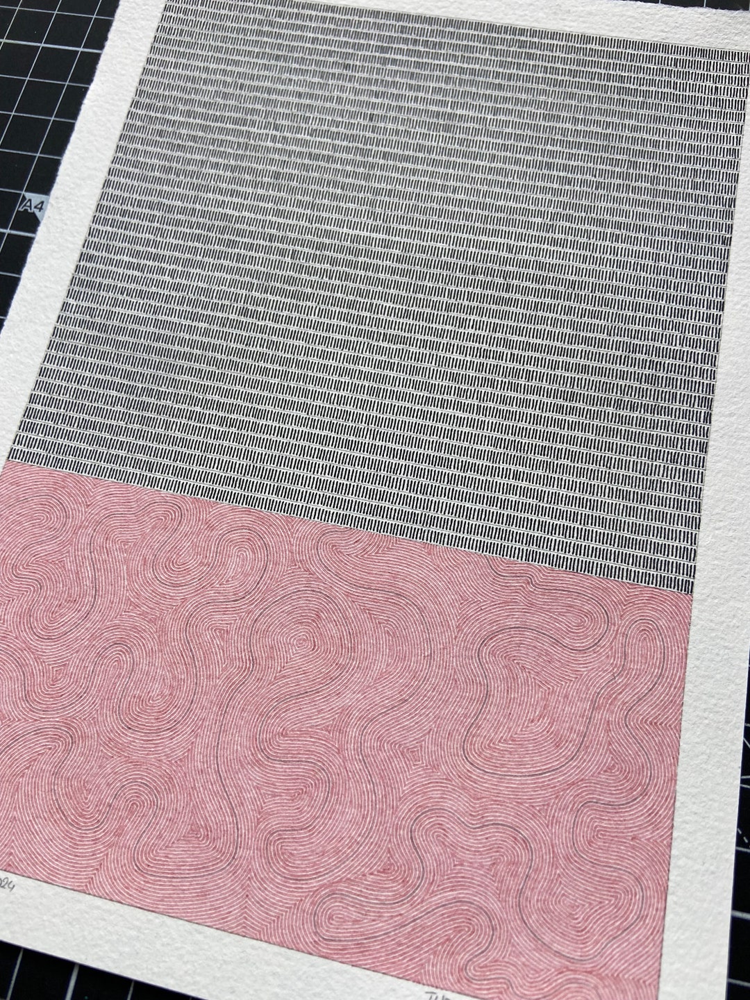 A5 Modern Contemporary Abstract Geometric Mixed Media Graphite Pencil ...