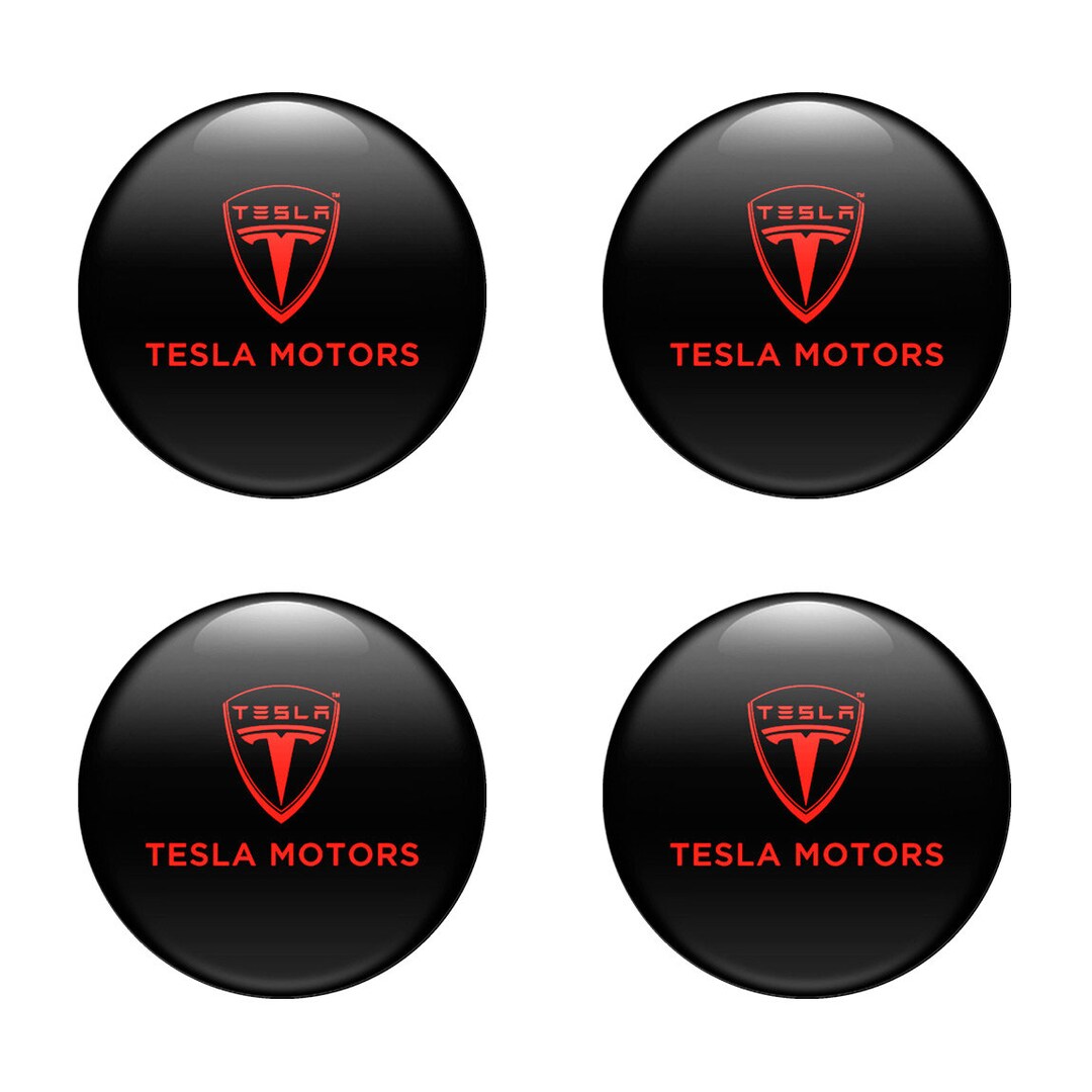 Domed Logo Tesla 4xall Size Center Cap for Rim Silicone Sticker Self ...