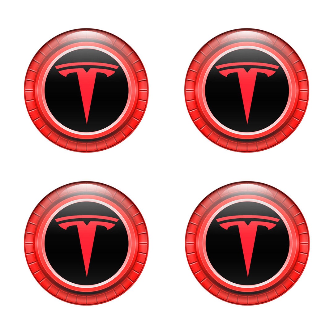 Domed Logo Tesla 4xall Size Center Cap for Rim Silicone Sticker Self ...