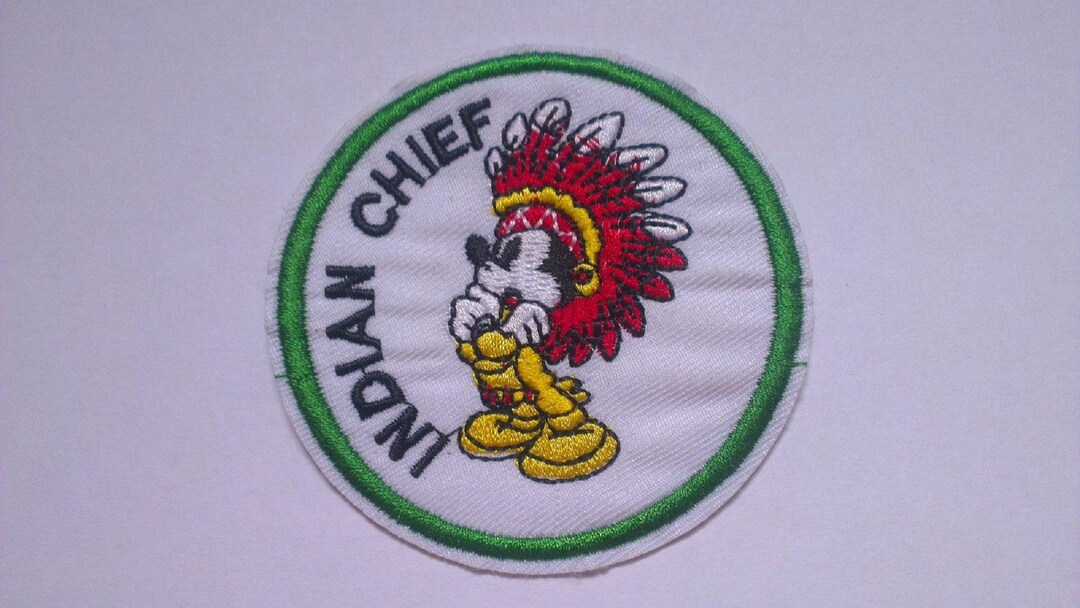 Mickey Mouse Iron on Applique, Mickey Indian Chief Iron on Patch, Round ...