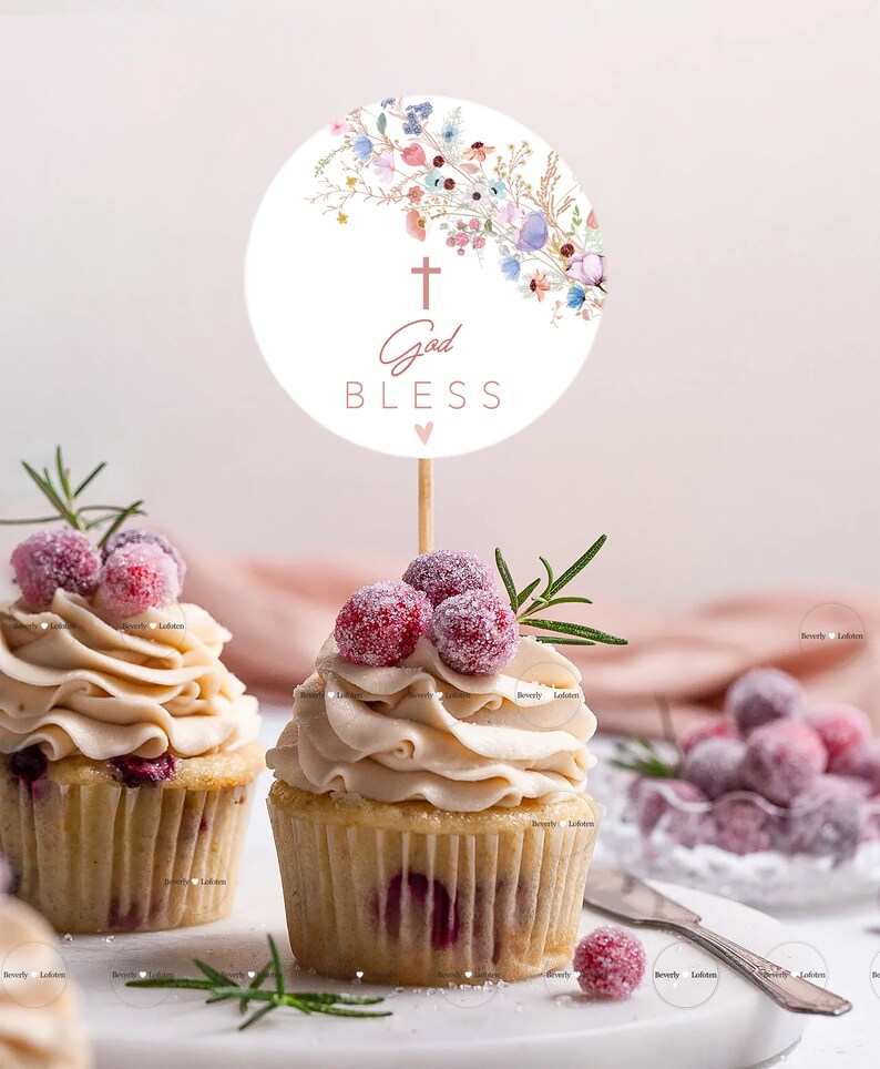 Girls Pink Baptism Favors Tags Bundle, Christening Favors Tags ...