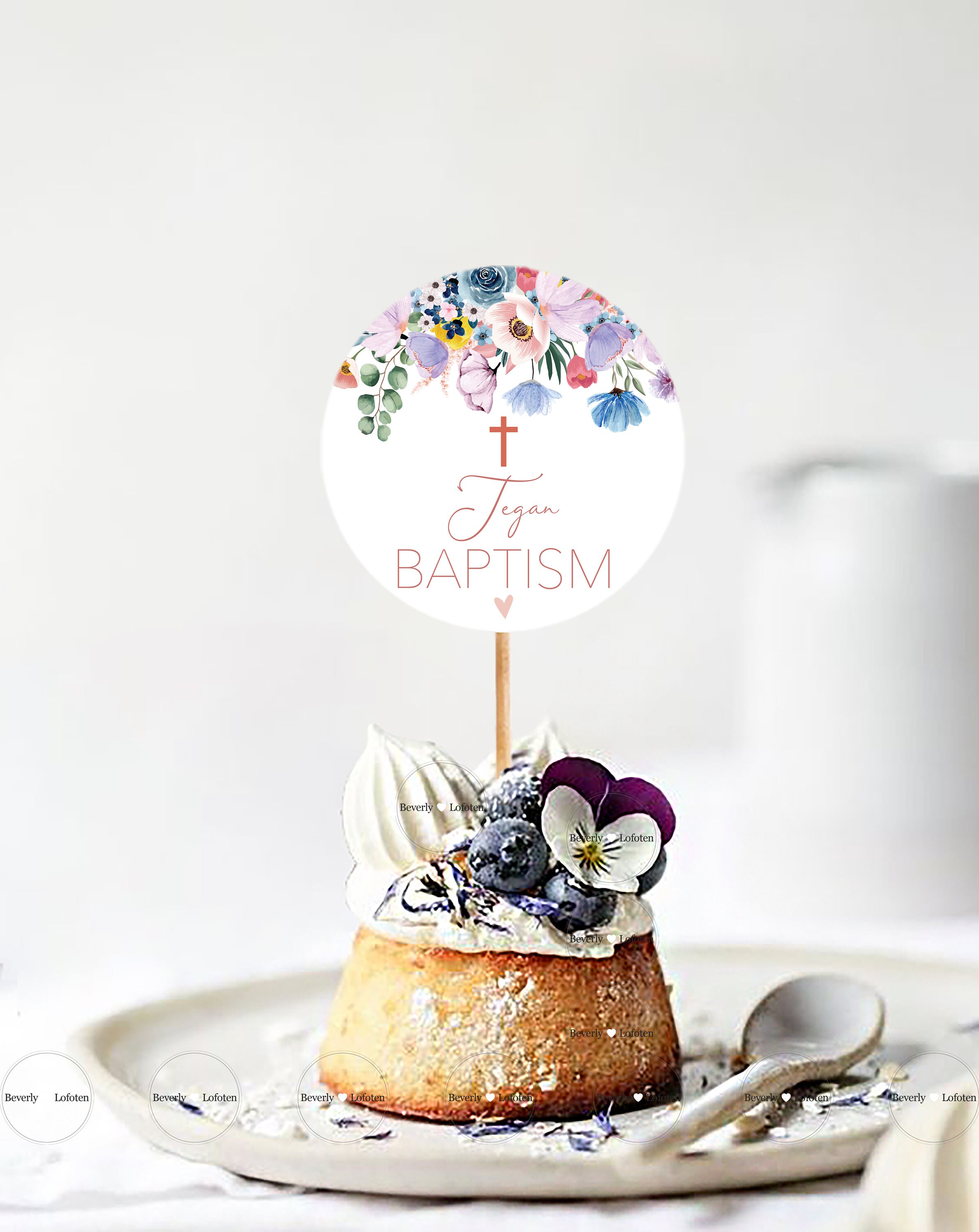 Baptism Favors Tag Bundle, Floral Christening Favor Tag, Baptism ...