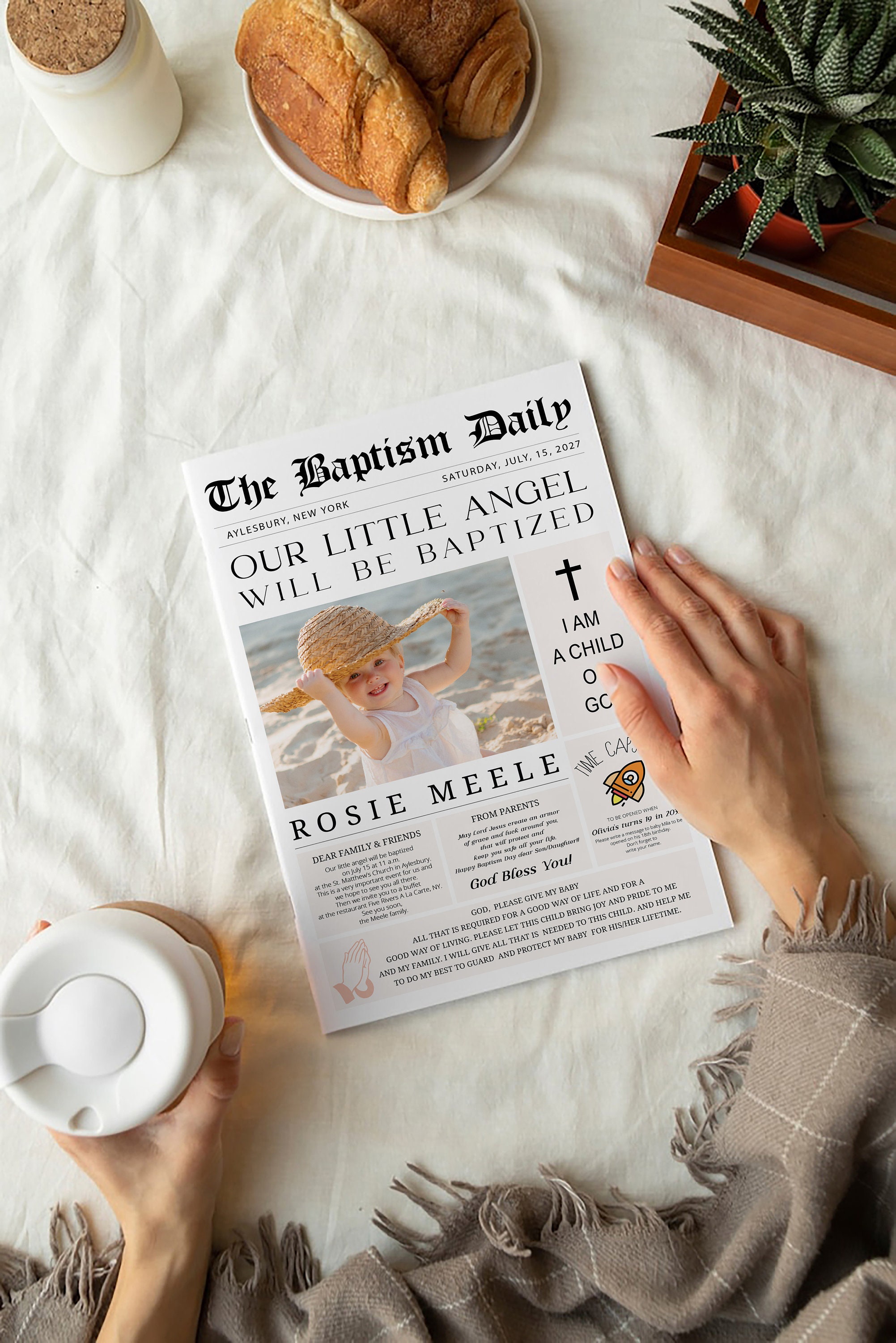 Baptism Invitation 4 Pages Baptism Newspaper Template - Etsy